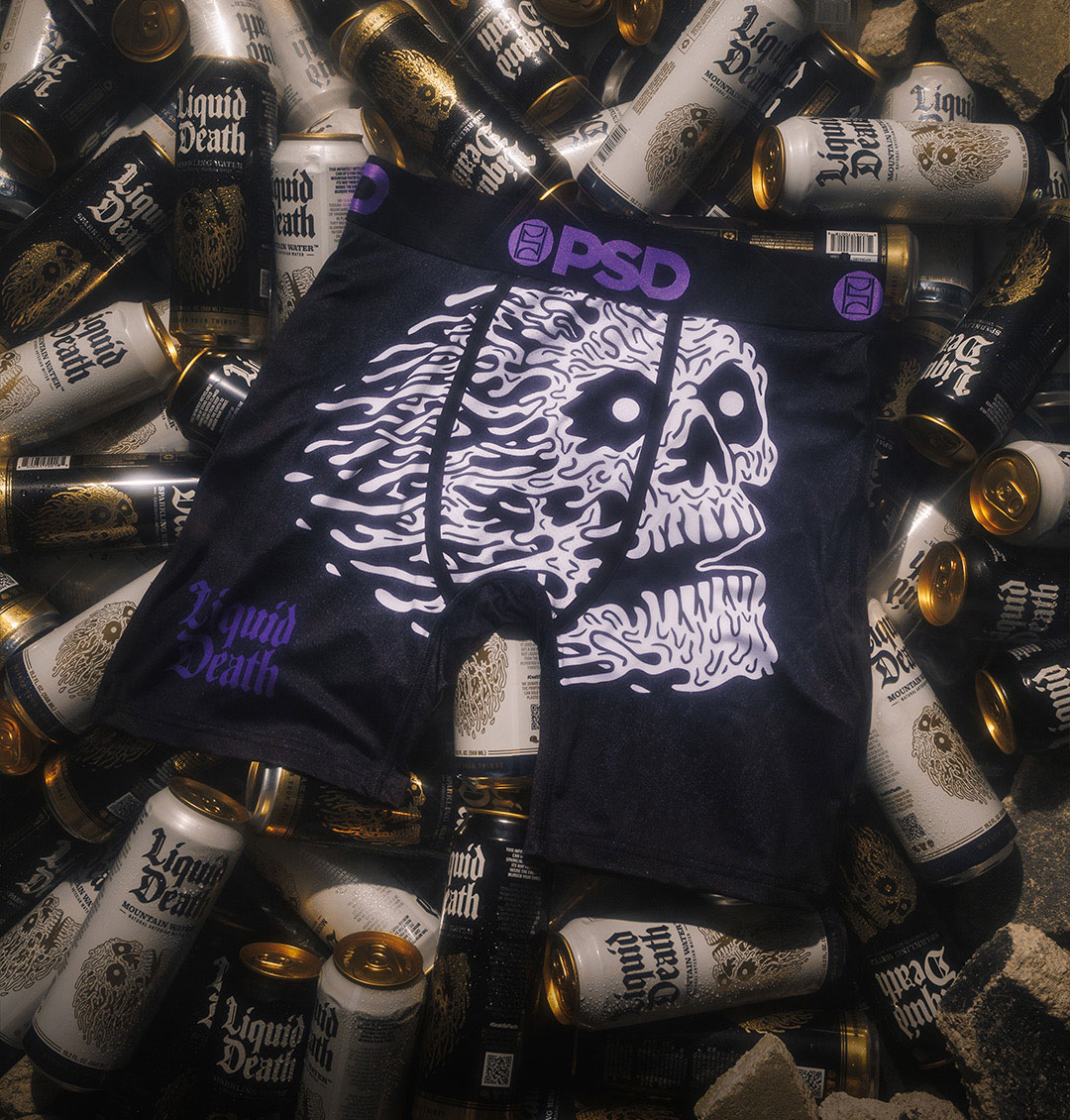 PSD Underwear Collaborates With Liquid Death For Capsule Collection
