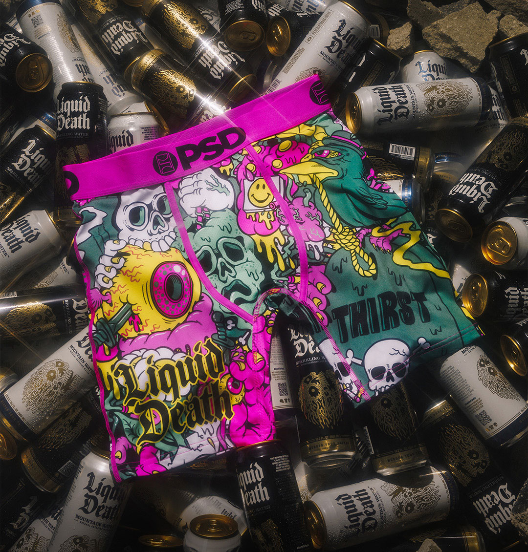 PSD Underwear Collaborates With Liquid Death For Capsule Collection